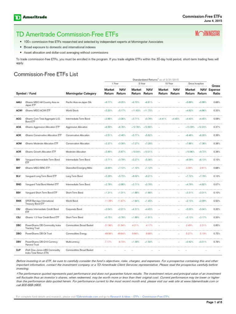 TD Ameritrade Free Etf List PDF | PDF | Exchange Traded Fund ...