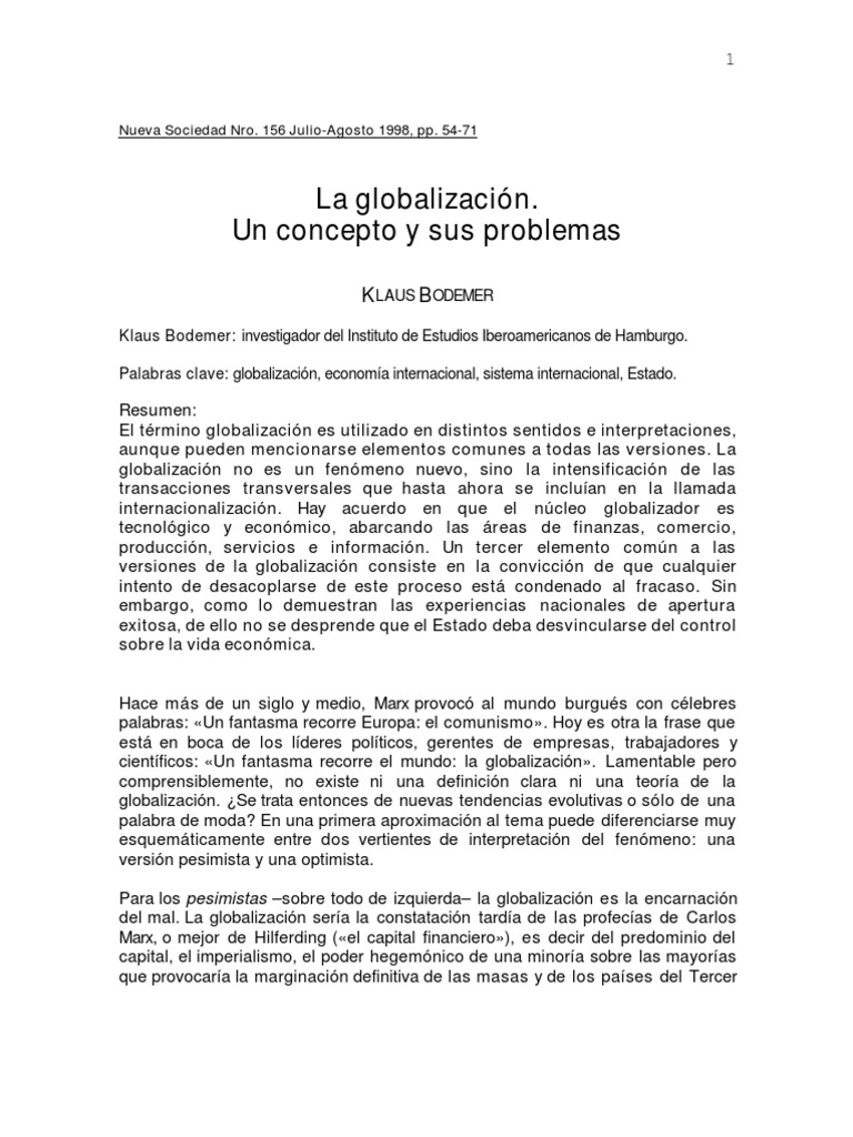 La - Globalizaci - N - Concepto - y - Problemas | PDF | Globalización | Estado (política)