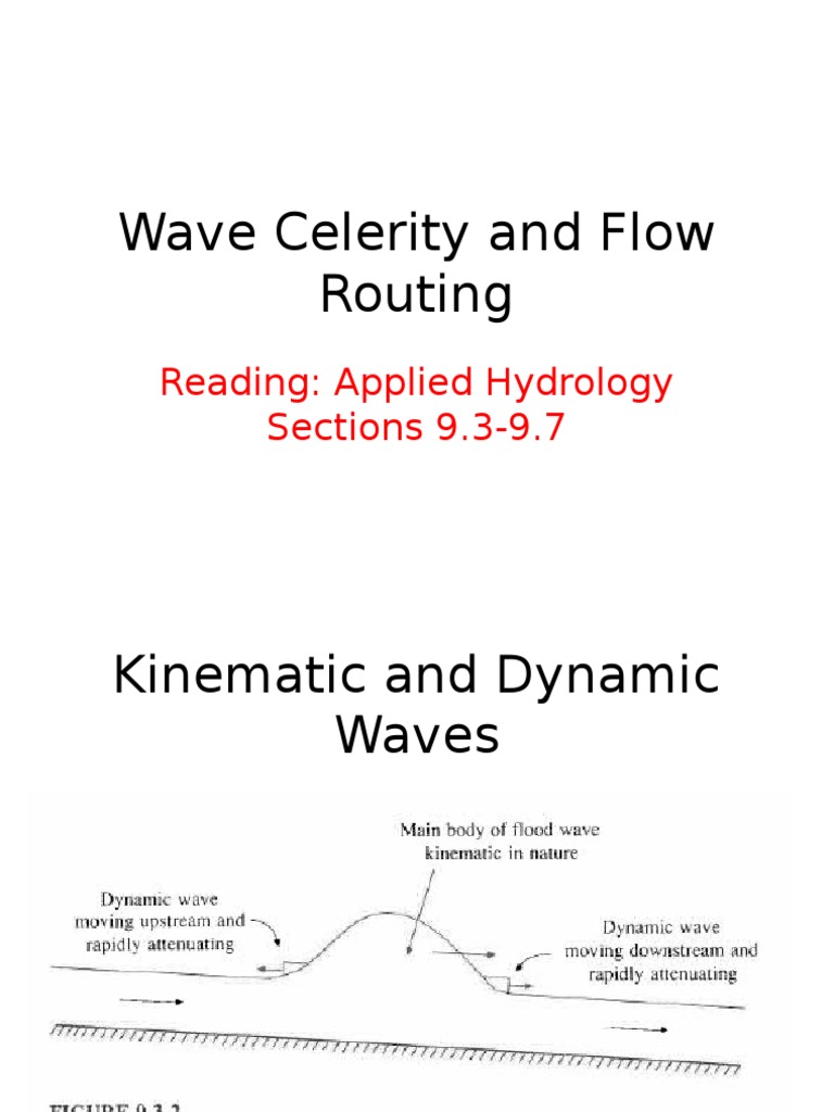 Wave Celerity and Flow Routing: Reading: Applied Hydrology Sections 9.3 ...