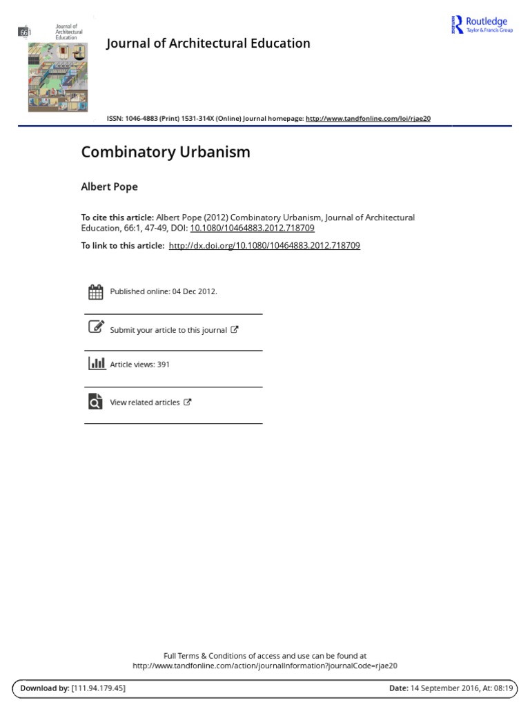 Combinatory Urbanism | PDF