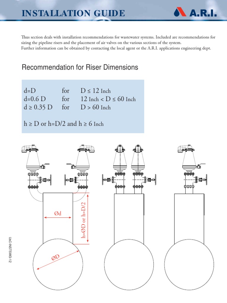 Installation Guide Wastewater Air Valves | PDF | Pump | Pumping Station