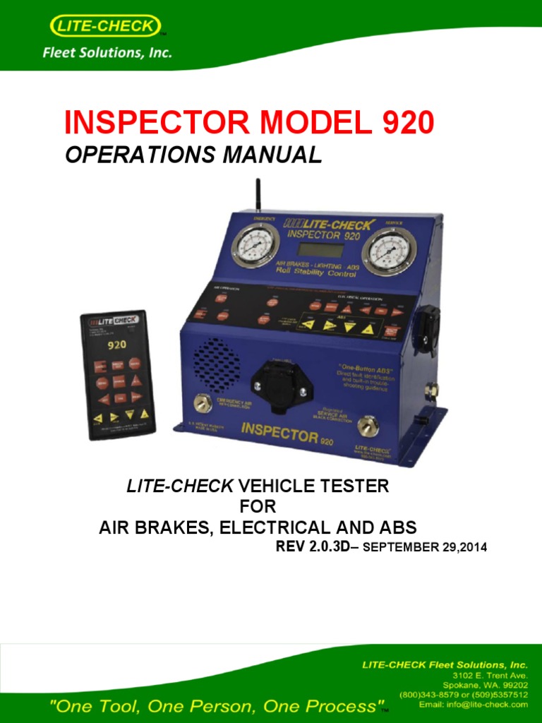 Comprehensive Operations Manual for the LITE-CHECK INSPECTOR 920 ...