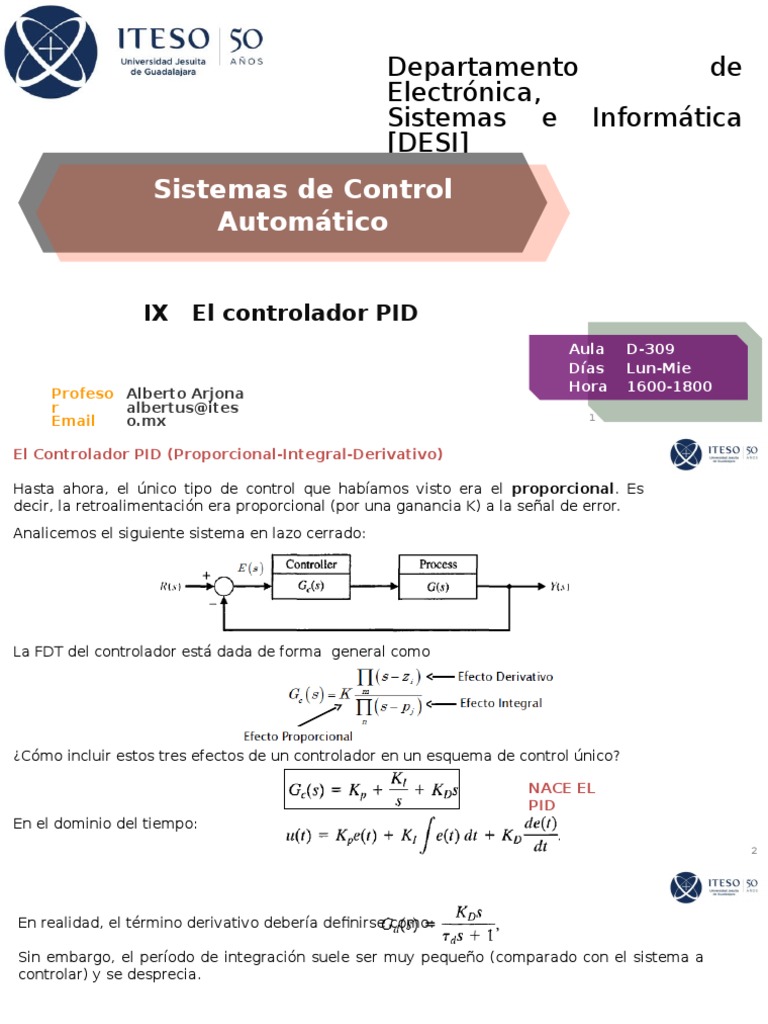 El Controlador PID | PDF | Matemáticas Aplicadas | Enseñanza de matemática