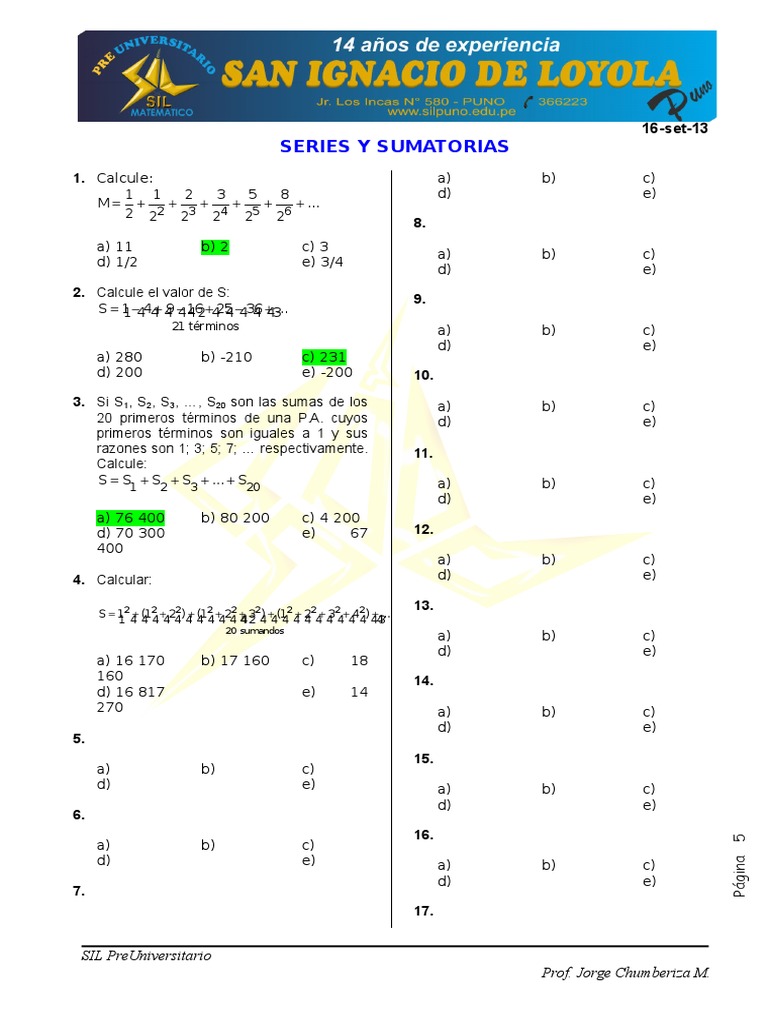 Círculo Sil Series y Sumatorias | PDF