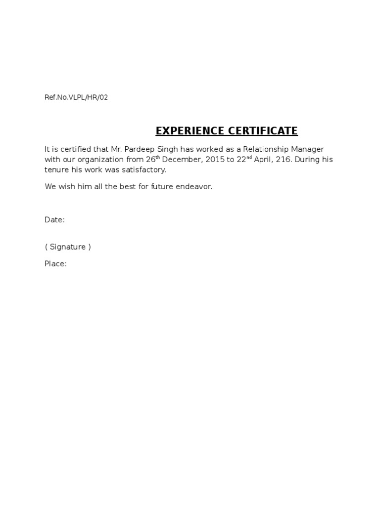 Experience Certificate | PDF | Business | Self-Improvement
