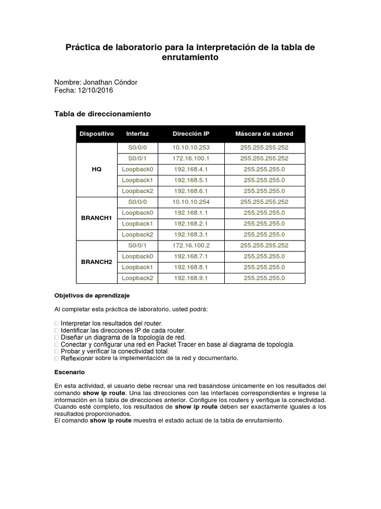 Interpretación de Tabla de Enrutamiento | PDF