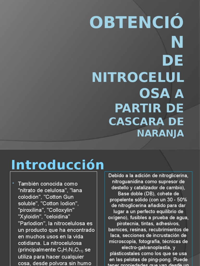 Obtencion de Nitrocelulosa A Partir de Cascara e Naranja 1 | PDF ...