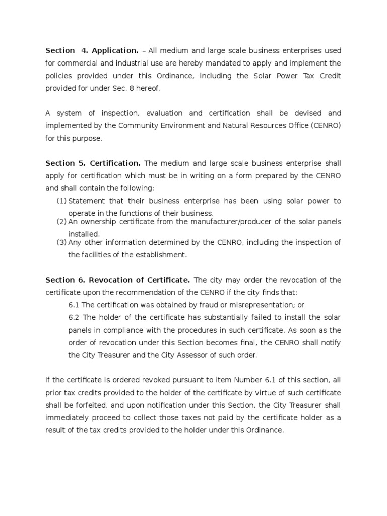 Section 4. Application. - All Medium and Large Scale Business ...