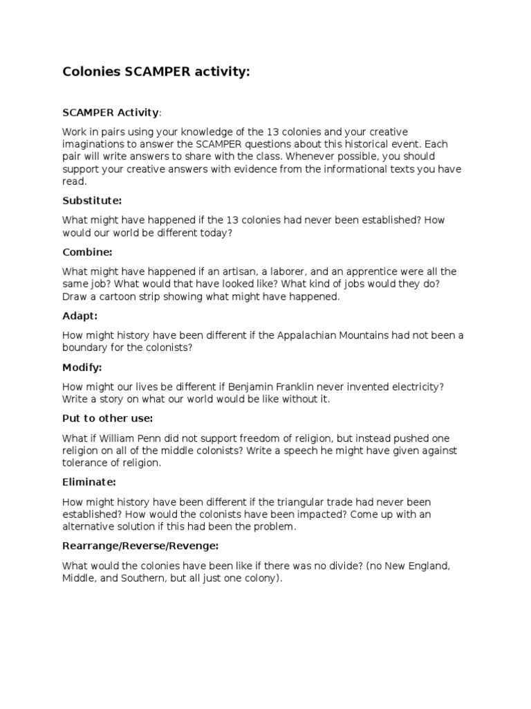 Colonies Scamper Activity | PDF