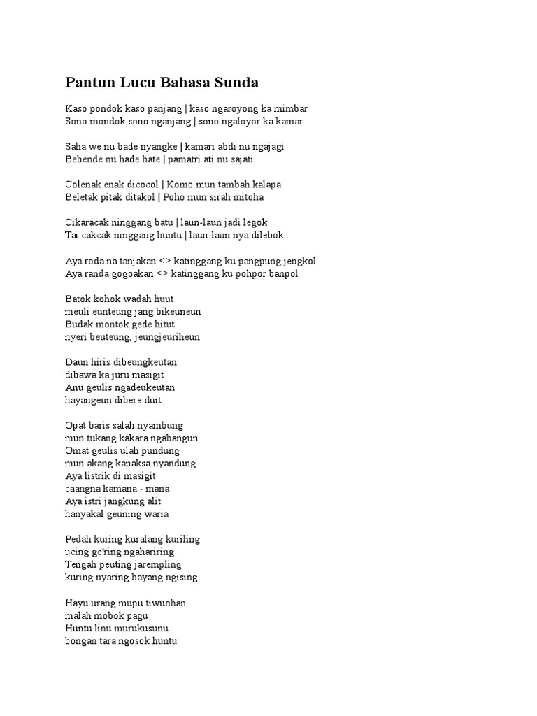 Pantun Lucu Bahasa Sunda | PDF