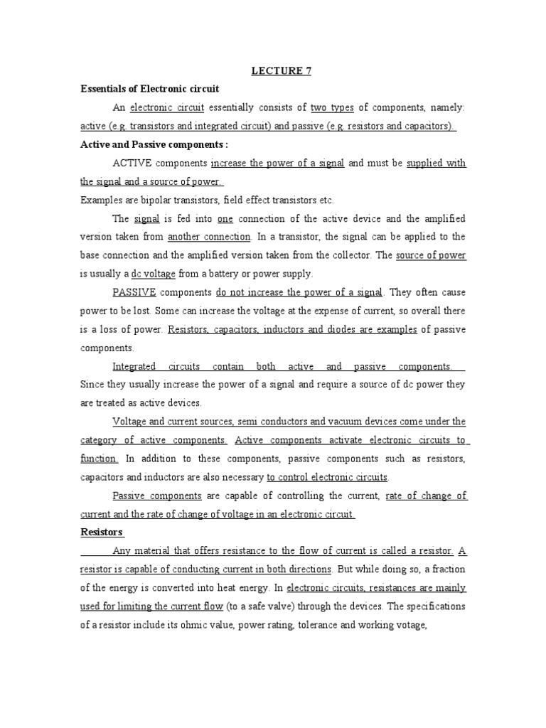 Essentials of Electronic Circuit | PDF | Passivity (Engineering) | Resistor