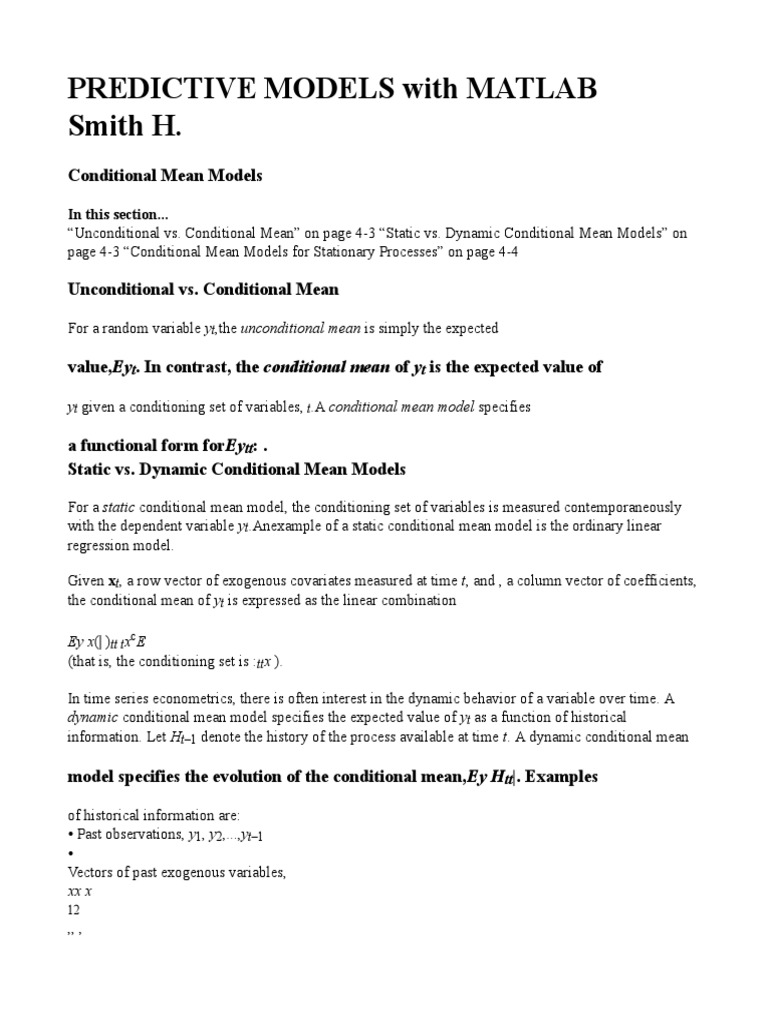 Predictive Models With Matlab | PDF | Autoregressive Integrated Moving ...