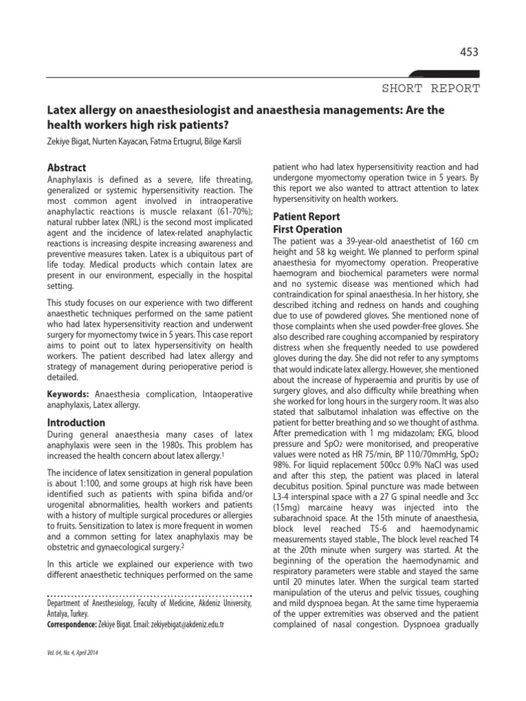 Managing Latex Allergies in Healthcare Workers: A Case Report ...