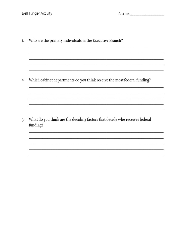 Bell Ringer Activity | PDF