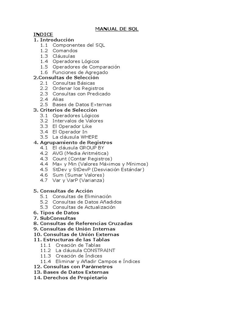Manual Completo de SQL: Guía SEO | PDF | SQL | Tabla (base de datos)
