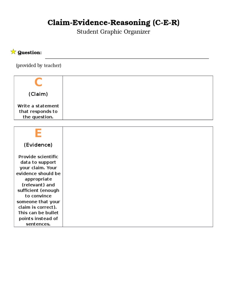 C-E-R Template | PDF | Reason | Science