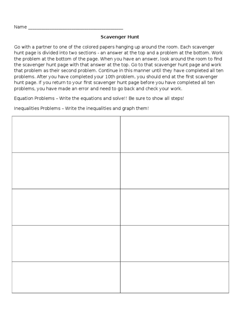 Simplifying Expressions Scavenger Hunt | PDF