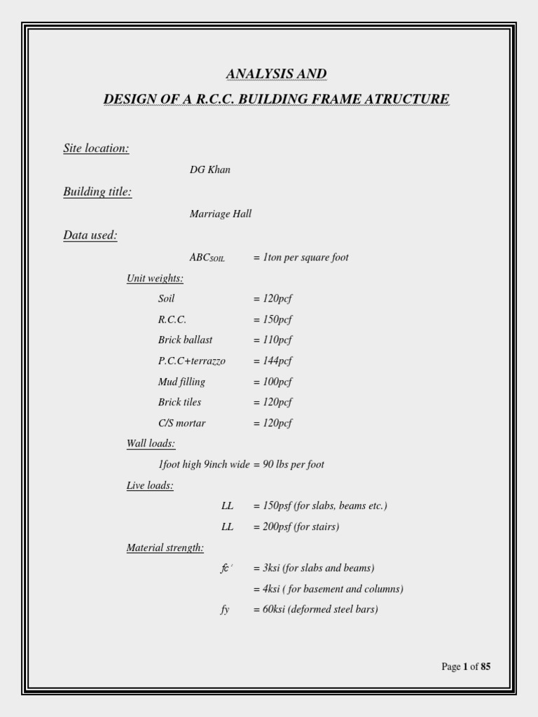 Marriage Hall - Design | PDF | Beam (Structure) | Reinforced Concrete
