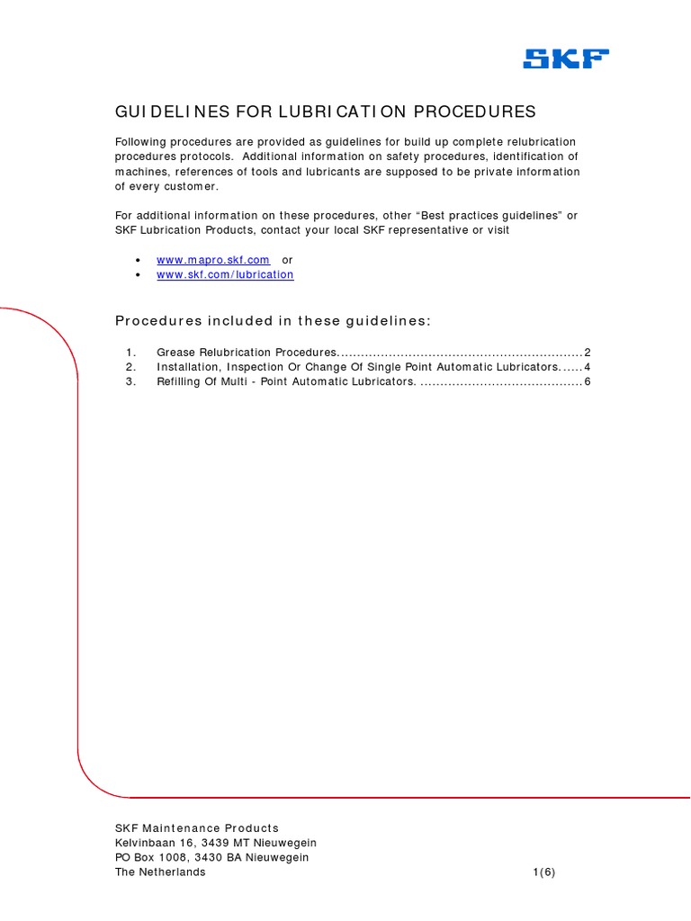 Guidelines lubrication procedures | PDF | Bearing (Mechanical) | Pump