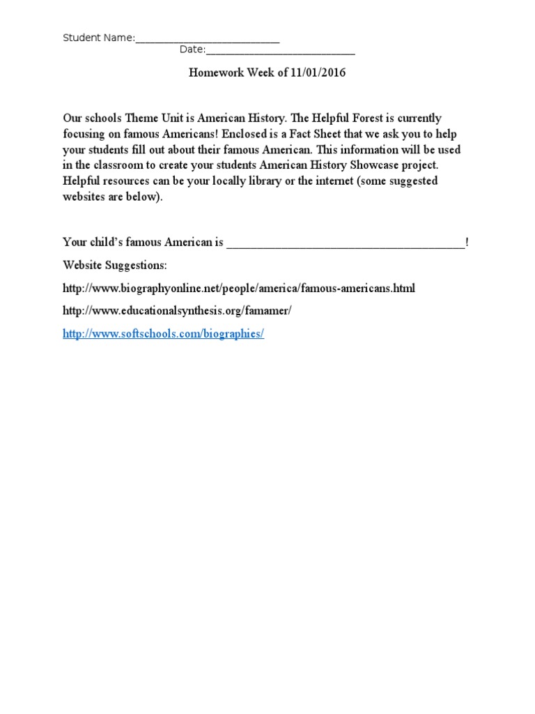 Famous American Fact Sheet | PDF