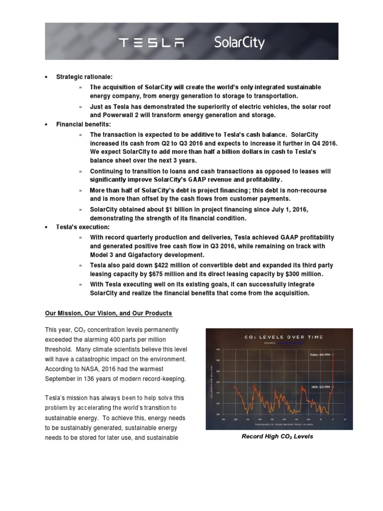 Tesla and SolarCity | Download Free PDF | Solar City | Sustainable Energy