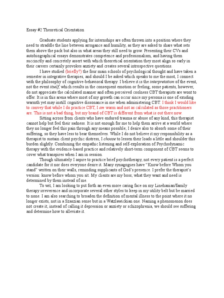 J Gonsher Theoretical Orientation | PDF | Cognitive Behavioral Therapy ...