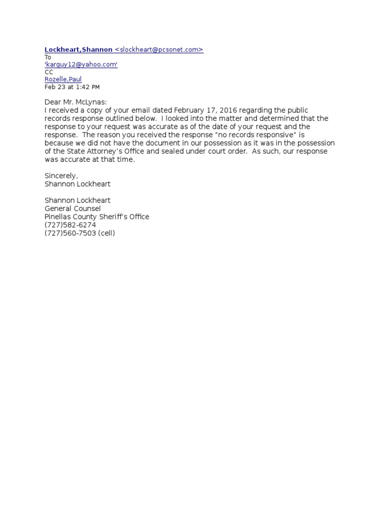 Pinellas County Lawyer Shanon Lockheart Illegally Claims SAO Has ...