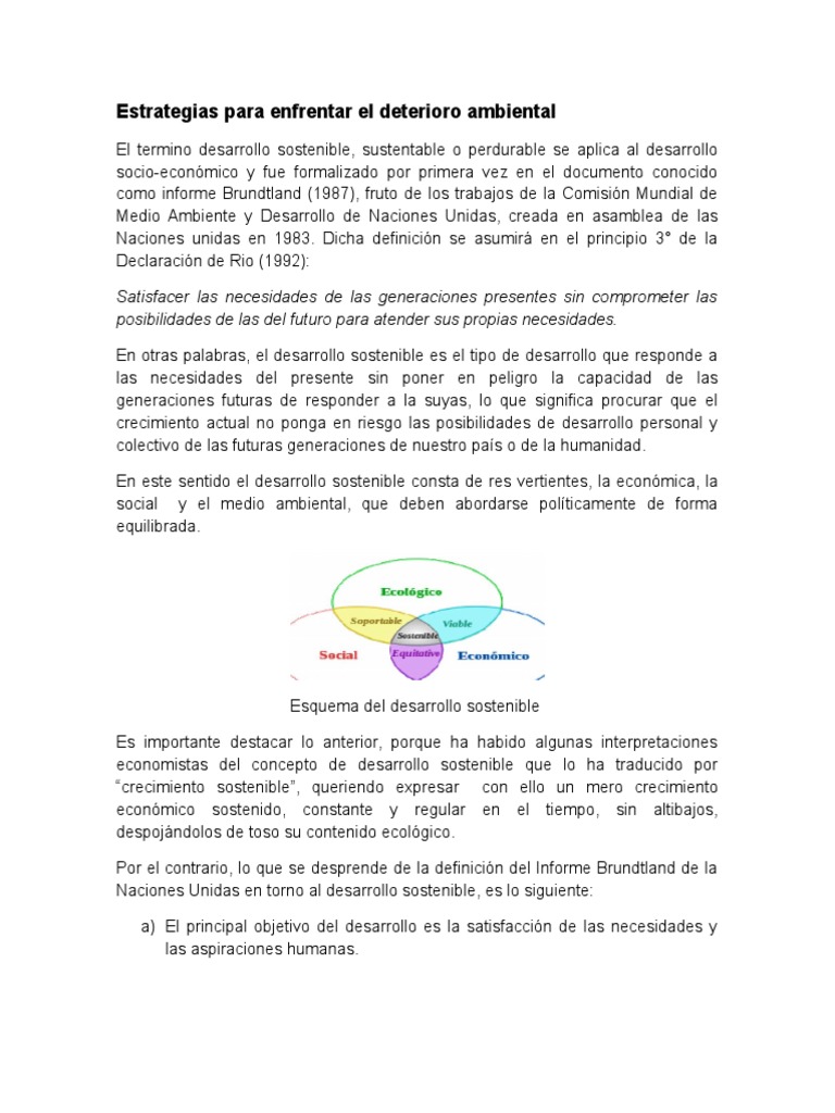 Estrategias para Enfrentar El Deterioro Ambiental | PDF | Desarrollo ...