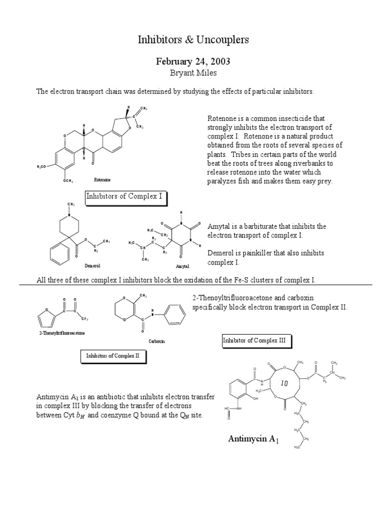 Inhibitors & Uncouplers | PDF | Adenosine Triphosphate | Adenosine ...