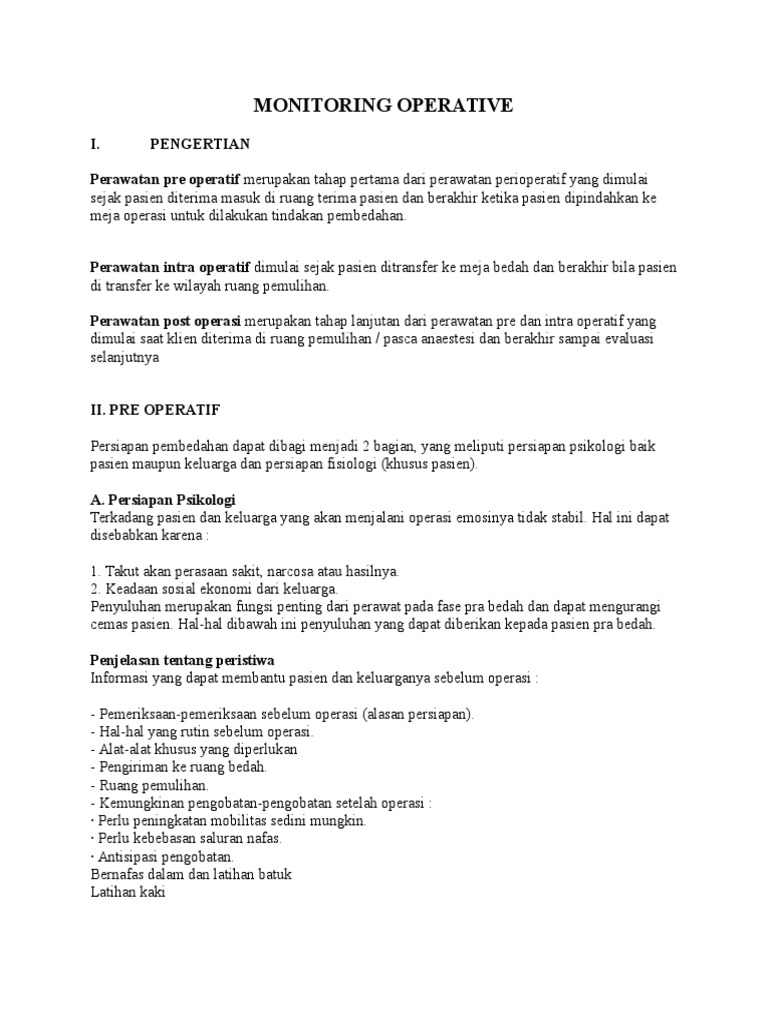 MONITORING OPERATIVE Status Fisiologi Pasien Selama Pembedahan | PDF