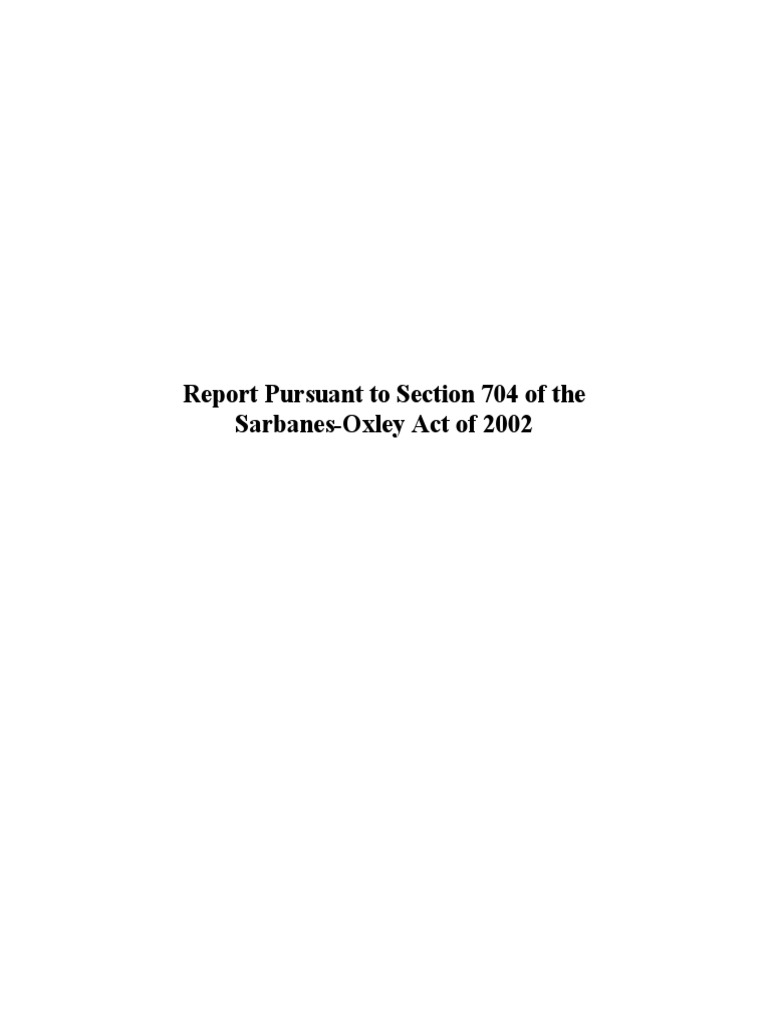 Report Pursuant Section 704 of SOX 202 PDF | PDF | Sarbanes–Oxley Act ...