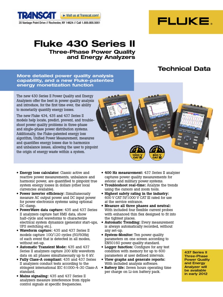 Fluke 430 Series II: Three-Phase Power Quality and Energy Analyzers | PDF | Ac Power ...