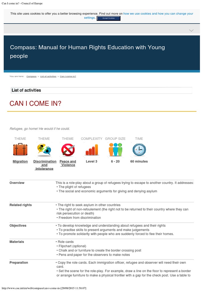 Can I Come In?: Compass: Manual For Human Rights Education With Young ...