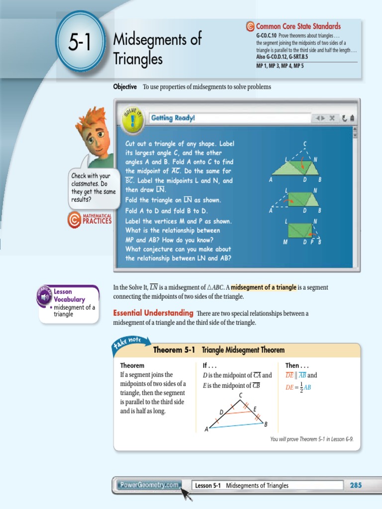 5-1 Midsegments of Triangles | PDF | Triangle | Geometric Shapes