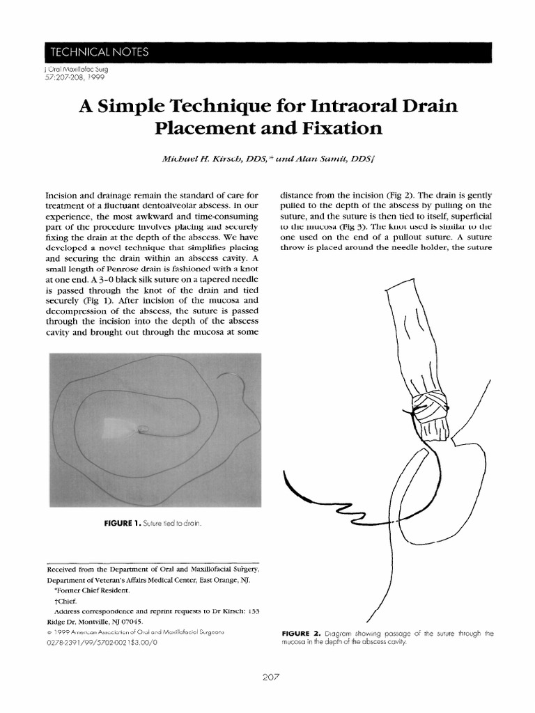 A Simple Technique for Intraoral Drain Placement and Fixation ...