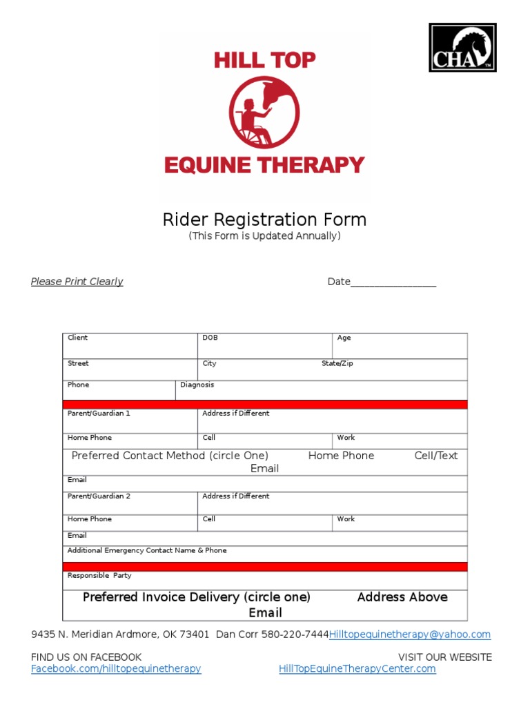 Rider Registration Form: Preferred Invoice Delivery (Circle One ...