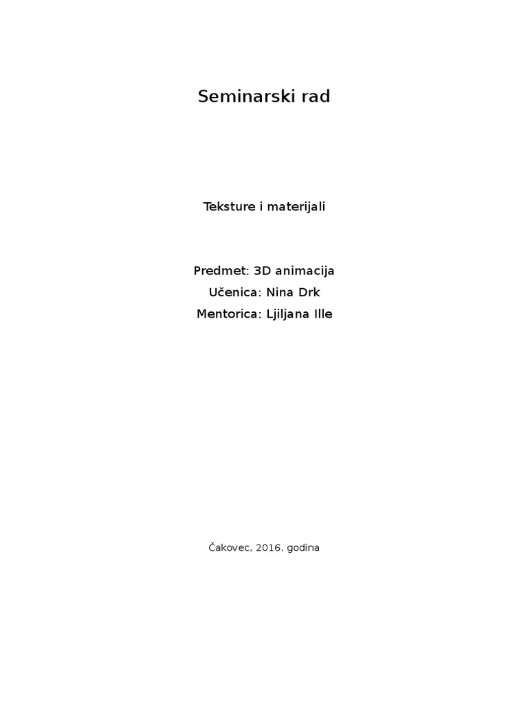 Seminarski Rad - Dodavanje Texture | PDF