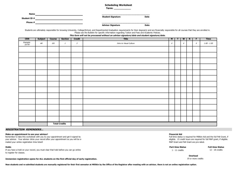 Scheduling Worksheet | PDF