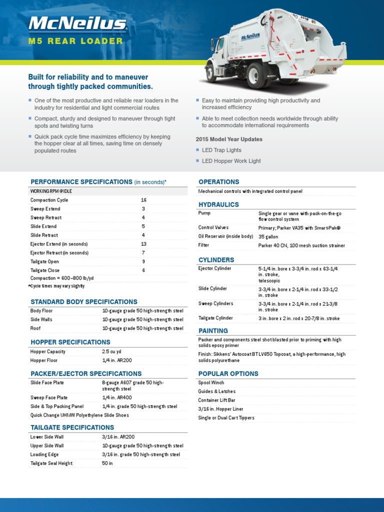 M5 REL Spec-Performance Sheet 060115 | PDF | Pump | Wheeled Vehicles