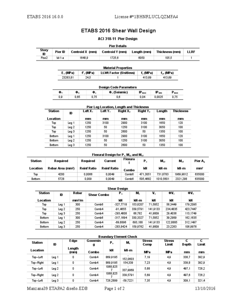 ETABS 2016 Shear Wall Design | PDF