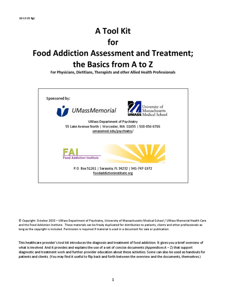 FINAL Food Addiction Tool Kit 10-14-15 | PDF | Substance Use Disorder ...
