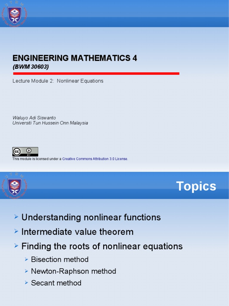Lecture Module 2 Nonlinear Equations Pdf Nonlinear System Zero Of A Function