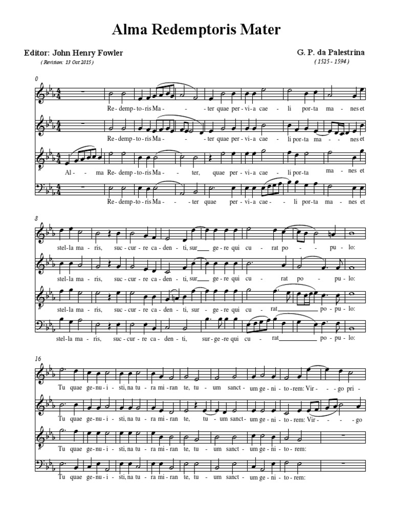 Palestrina-Alma Redemptoris Mater | PDF