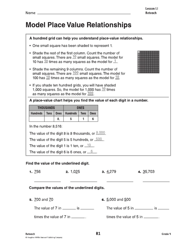 Go Math Reteach Book CH 1 | PDF