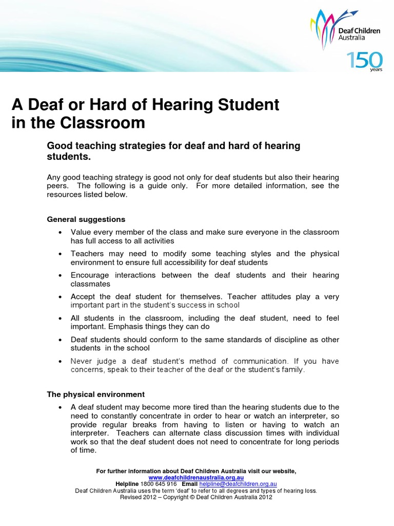 Deaf Child in Classroom 2012 | PDF | Hearing Loss | Language Interpretation
