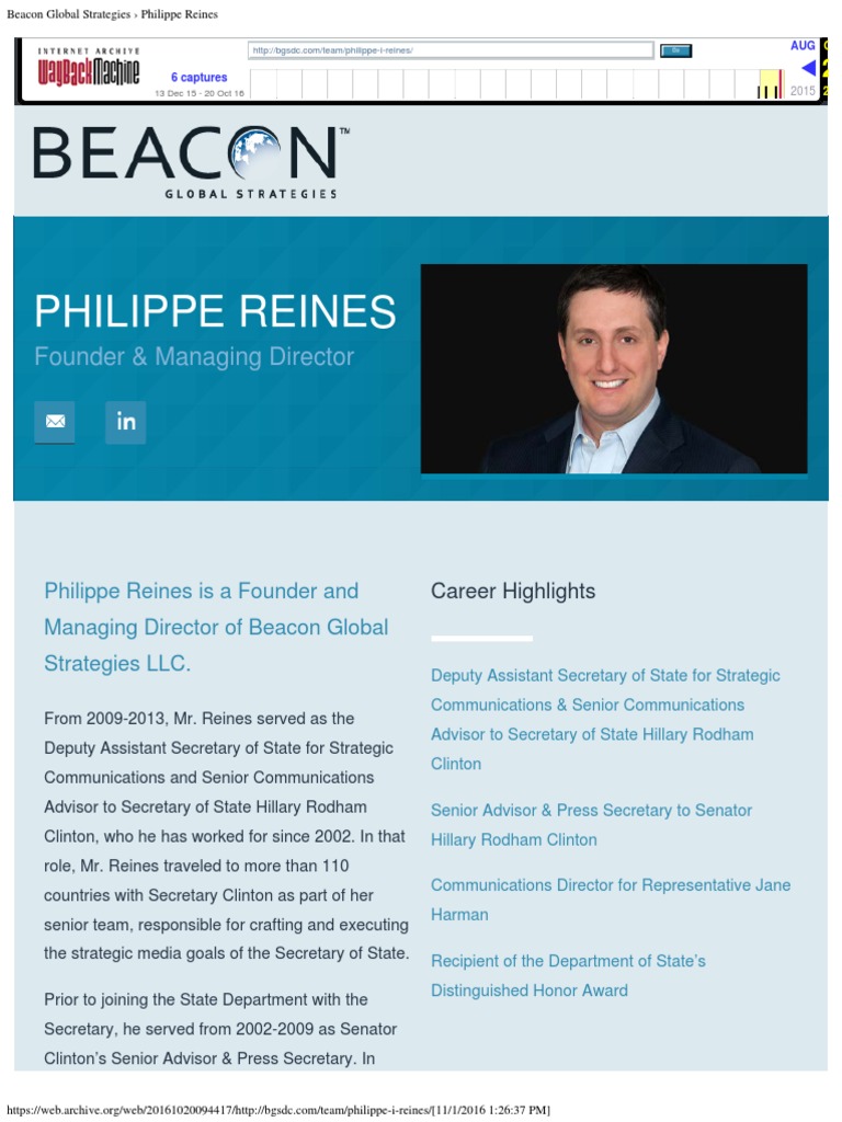 Beacon Global Strategies Philippe Reines PDF | PDF | Hillary Clinton ...
