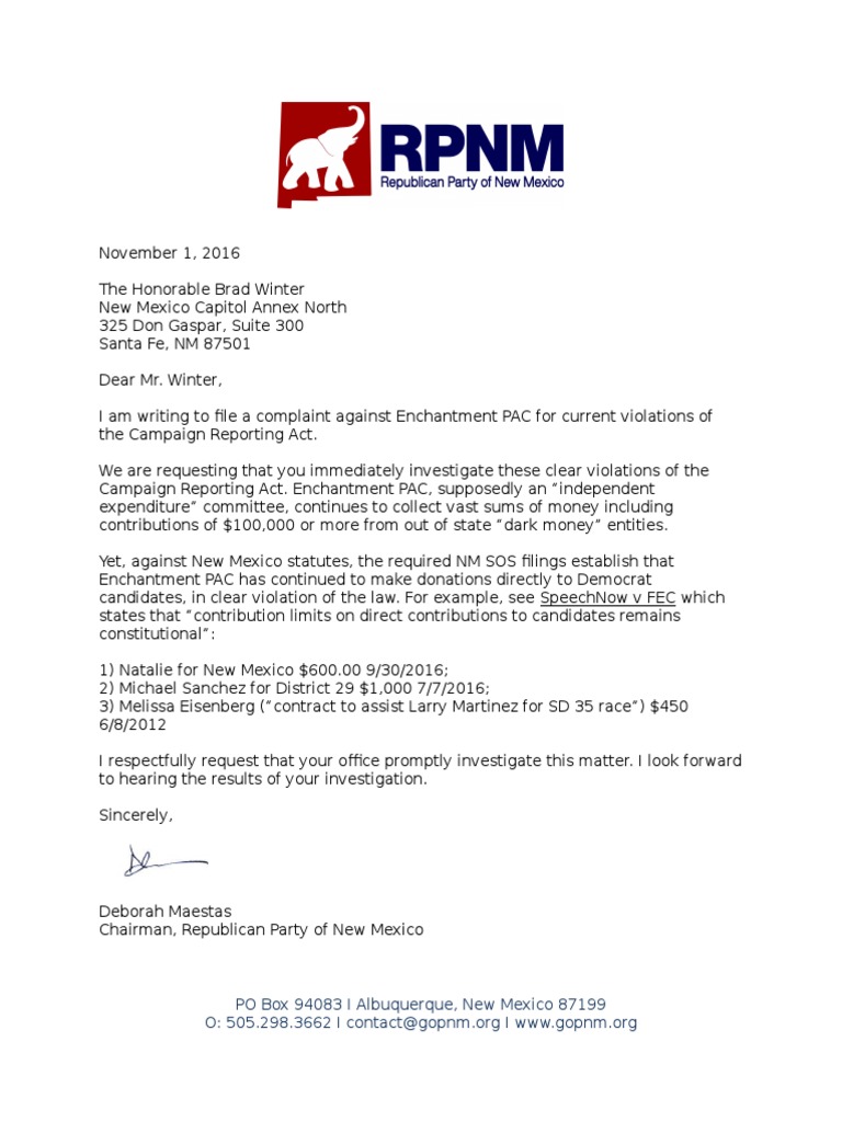 Enchantment PAC Complaint 11.1.16 | PDF