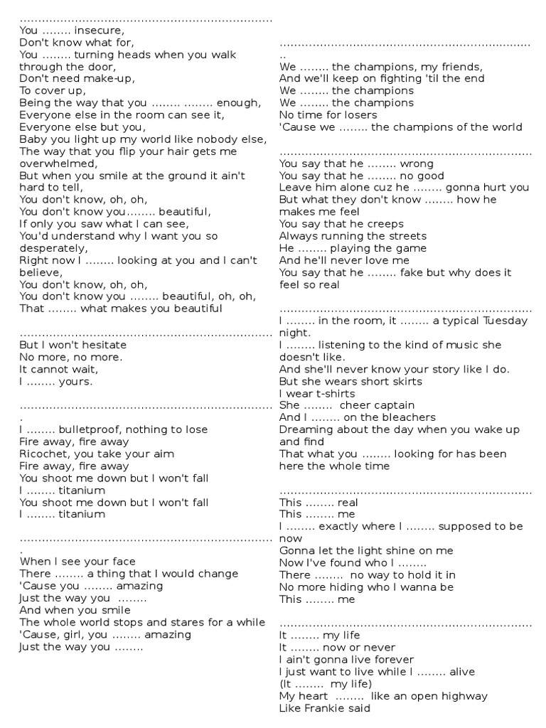 Songs Verb To Be | PDF