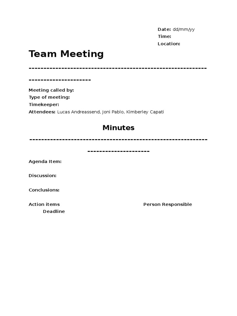 Team Meeting Template | PDF