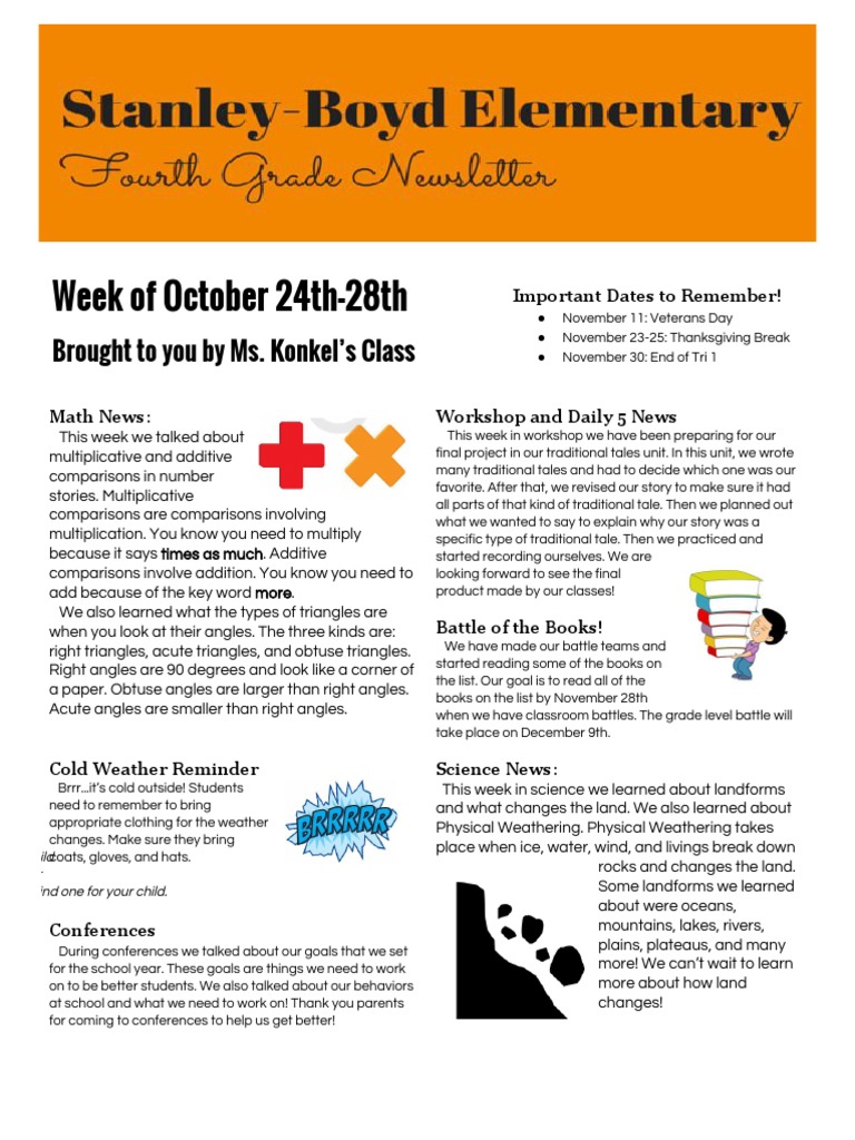 Weekly Class Updates: Oct 24-28 | PDF